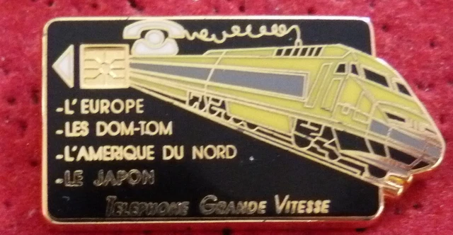 RARE PIN'S TRANSPORT Tgv Yellow Train Sncf Phone Zamac Ballard Fond ...