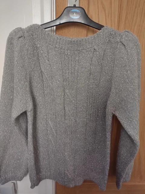 1940S WW2 CC41 era Wartime Shoulders Vintage Grey Cable Knit wool ...