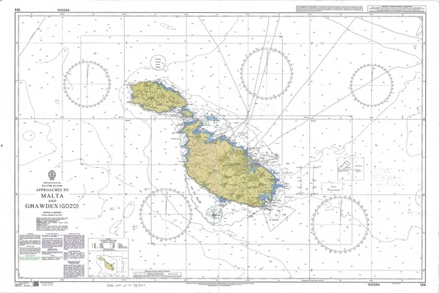MAPPA DELL'APPROCCIO ALLE Isole Maltesi 194 Ghawdex Mare Mediterraneo ...