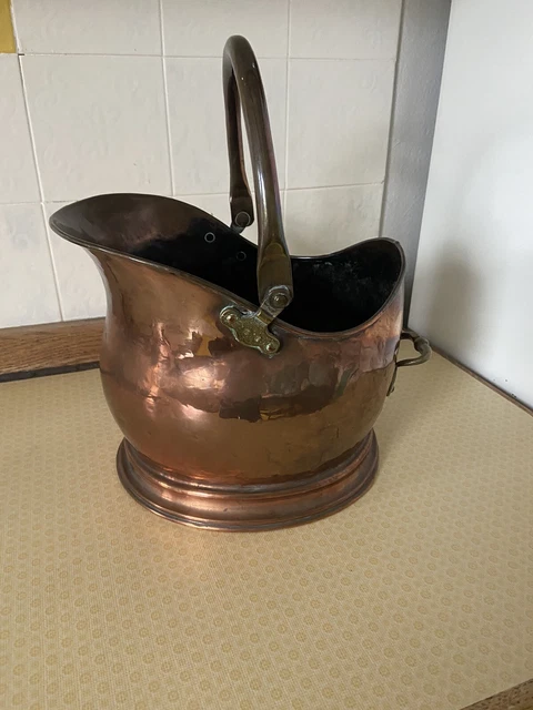 ANTIQUE HEAVY COPPER Coal Scuttle Bucket £30.00 - PicClick UK
