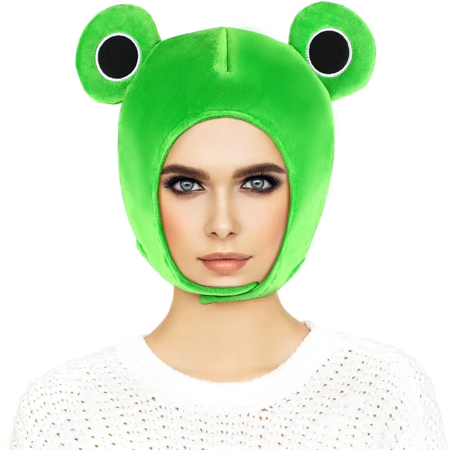 PLUSH FROG HAT Animal Scarf Cap with 3D Ears Full Headgear Funny Photo ...
