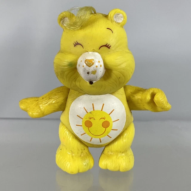 VINTAGE CARE BEARS Funshine Bear 3” Posable PVC Figure 1983 Yellow Sun ...