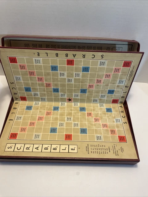 VINTAGE SCRABBLE BOARD Game 1948-1953 wood tiles w/ Original Papers $13 ...