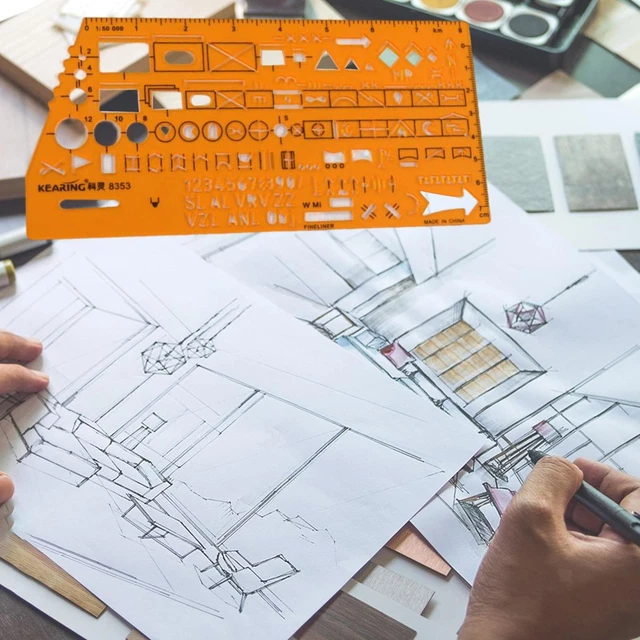 MAP DRAWING STENCIL with Drafting Symbols Thumbnail Template Ruler ...