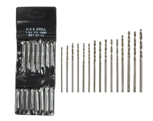 15pc Hss Metric Twist Mini Drill Bit Set 1 05 2 00mm Metal Working