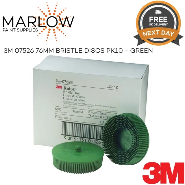10 X 3M 07526 Scotch Brite Roloc Bristle Disc Brush 76Mm Green 50 Grade ...