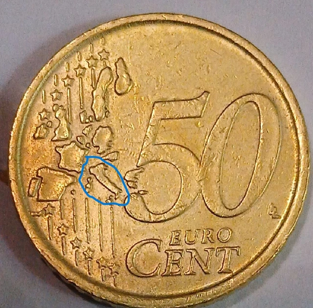 50 CENT EURO Münze, Italien 2002 Sammlermünze,Fehlprägung ,seltene ...