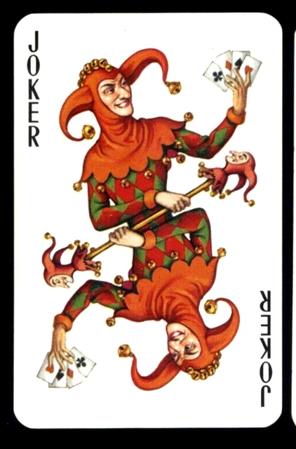 PLAYING CARD REVERSIBLE Joker Jester Character Check Costume Holds ...