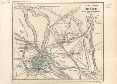 CARTE PLAN ET ruines de Ninive à Ninawa en Assyrie Mésopotamie Irak ...