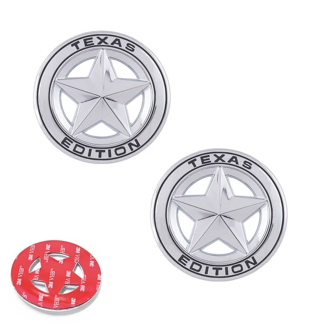 2 TEXAS STAR EDITION 3" EMBLEMS CHROME/BLACK UNIVERSAL STICKON for ...