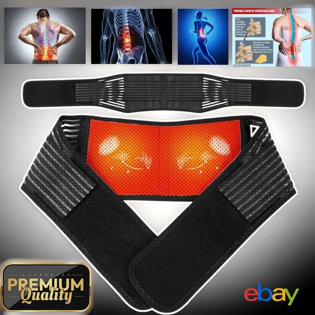 MAGNETIC SELF HEATING Back Support Brace Lumbar Lower Waist Belt Pain ...