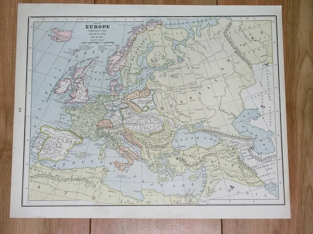 1890 MAP OF Europe In Napoleon Wars Time Poland Duchy Of Warsaw Vienna ...