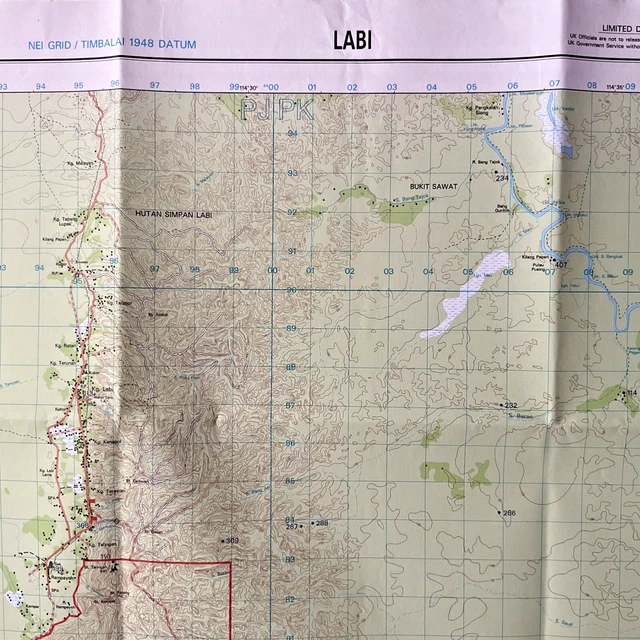 ORIGINAL BRITISH ARMY MAP: BRUNEI TRAINING AREAS - LABI, 2003 (86x66cm ...