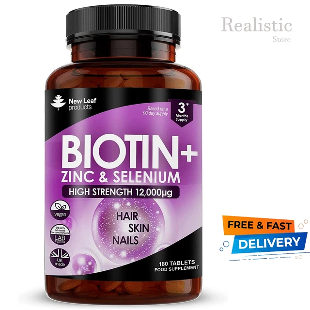 BIOTIN HAIR GROWTH Vitamins 12000 Mcg -Enriched with Zinc & Selenium ...