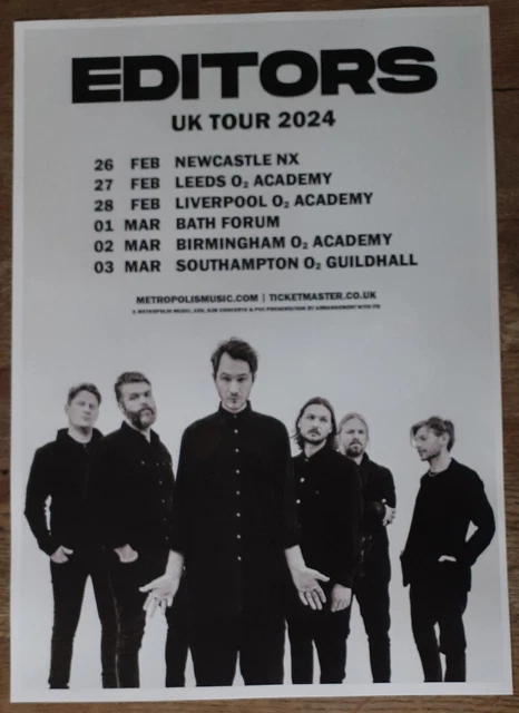 EDITORS - LIVE band music show UK 2024 promotional tour concert gig poster £5.99 - PicClick UK