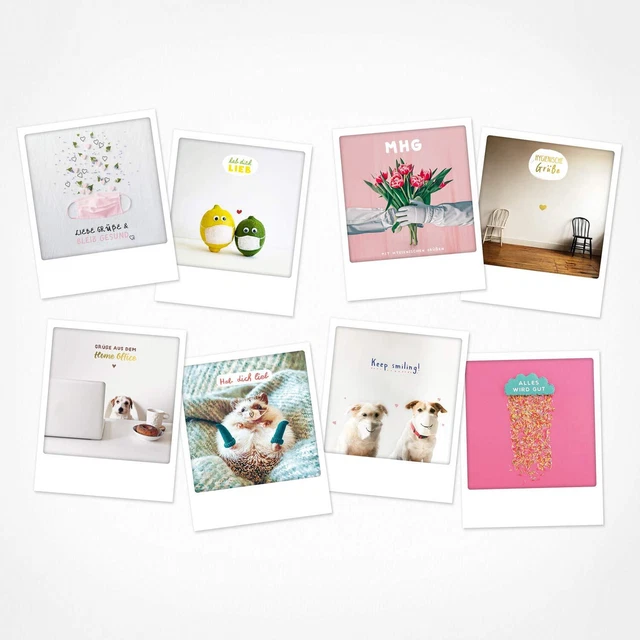 PICKMOTION SET DI 8 cartoline fotografiche di auguri e desideri per fo EUR 16,50 - PicClick IT