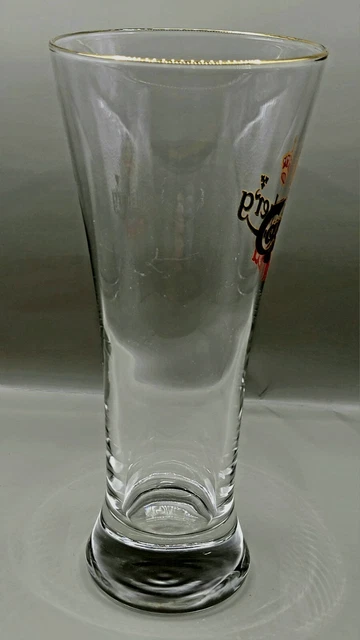 VINTAGE CARLSBERG RED Danish Flare Beer Glass Tall Gold Rim Pilsner ...