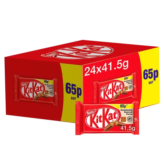 NESTLE KIT KAT 4 Finger Milk Chocolate Bar Pack of 24 x 41.5g £15.59 ...