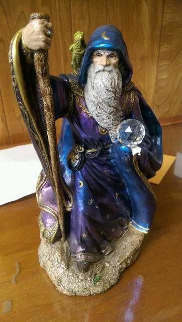 LARGE WINDSTONE PEACOCK WIZARD Parrot Dragon Swarovski Ball Purple Blue ...