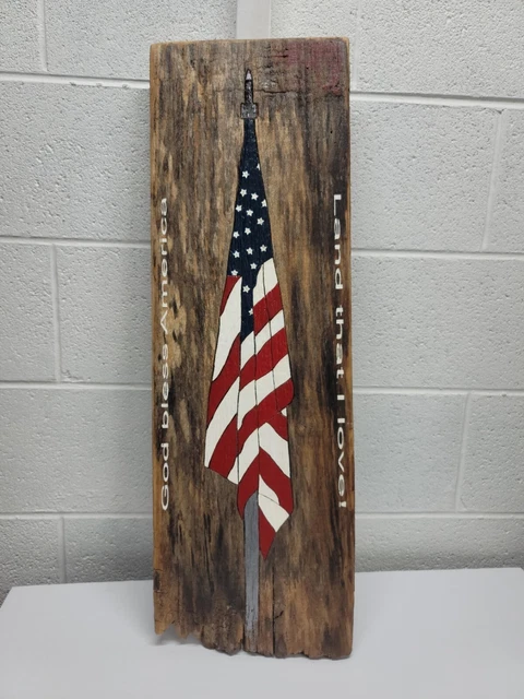 WOODEN AMERICAN FLAG - Draped - Original Hand Carved from Repurposed ...