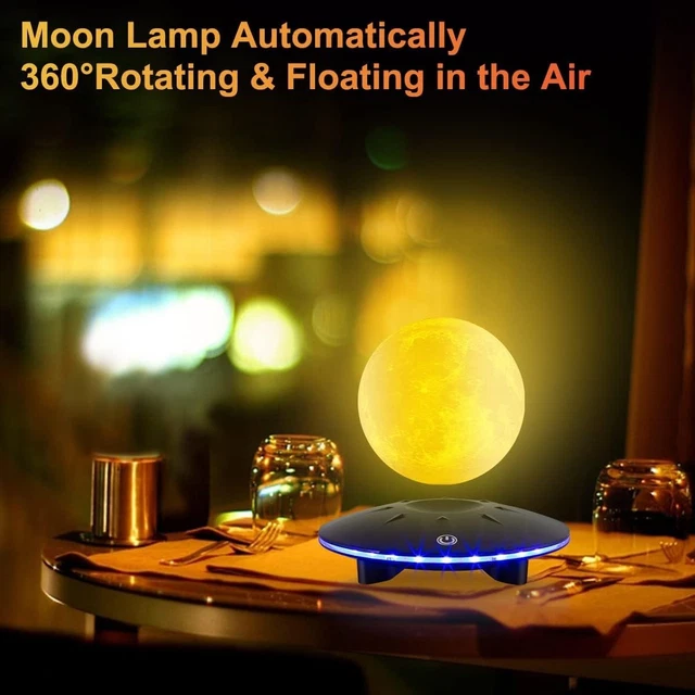 LEVITATING MOON LAMP 16 Colors, Magnetic Floating 3D Spinning LED Night ...