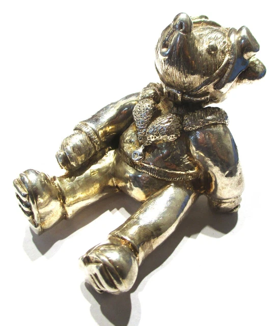 STERLING SILVER Filled "Biggles" Raf Teddy Pilot Figure Rare Hallmarked ...