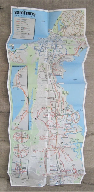 VINTAGE 2002 SAMTRANS Bus System Route Map Guide San Francisco San ...