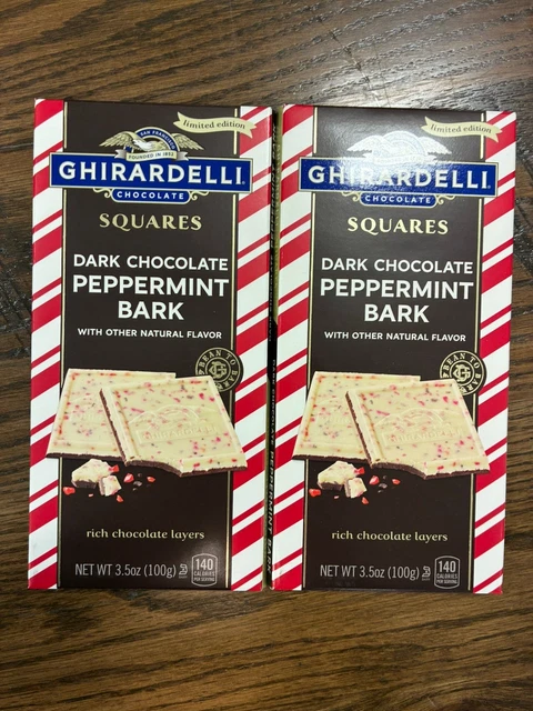 GHIRARDELLI SQUARES 3.5 oz. PEPPERMINT BARK Dark Chocolate Bar Limited ...
