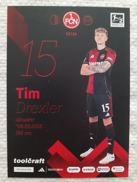 AUTOGRAMMKARTE TIM DREXLER 1. FC Nürnberg Saison 2025/2026 EUR 1,00 ...