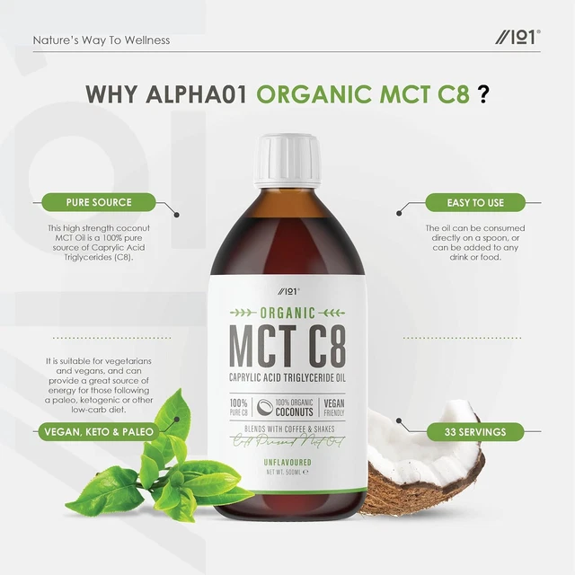 100% PURE C8 MCT Oil 500ml - Enhance Ketosis, Coconut Extract, 33-Day £17.56 - PicClick UK