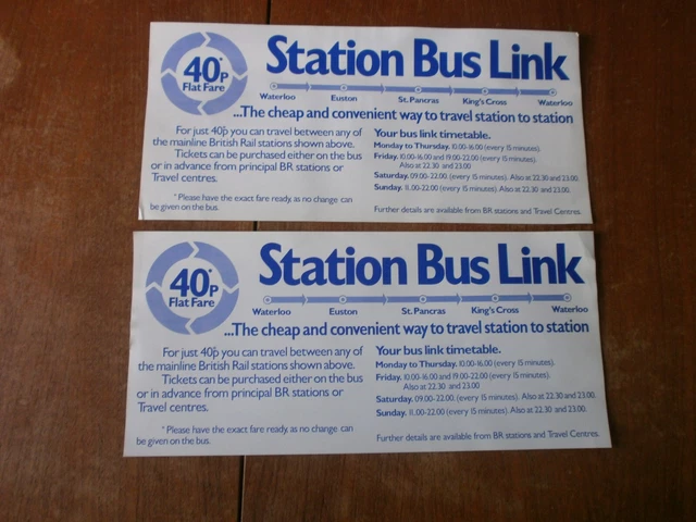 2 LONDON TRANSPORT Bus Timetable Posters-Station Bus Link EUR 1,76 ...