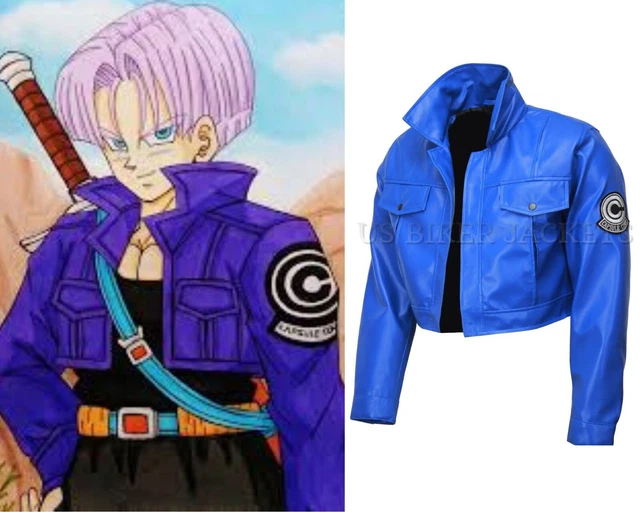 FUTURE TRUNKS CAPSULE Corp veste crop en cuir bleu costume de cosplay ...
