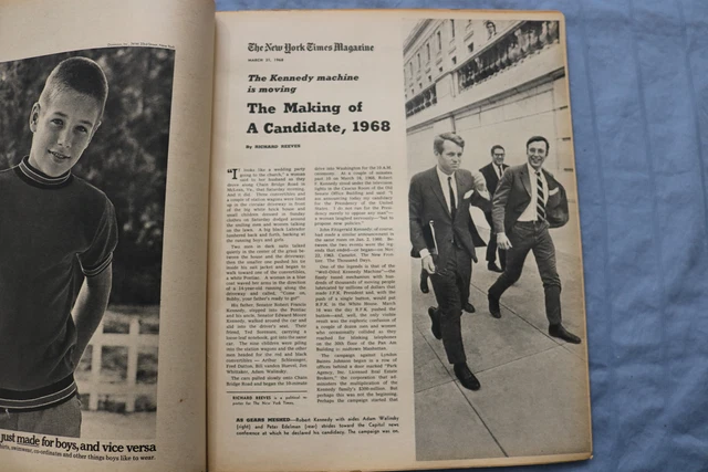 1968 MARCH 31 The New York Times Magazine -Candidate Ted Kennedy Cover ...