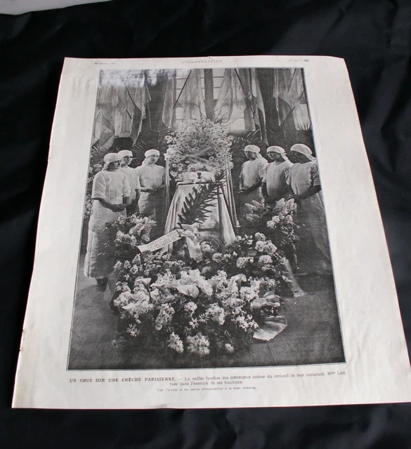 1918 WWI PRINT EVE OF A NURSE'S FUNERAL, KILLED BY A SHELL ATTACK. 14 ...