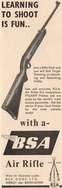 VINTAGE BSA AIR Rifle ADVERT - Original 1954 £5.00 - PicClick UK