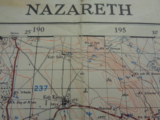 ORIGINAL WW2 BRITISH Army map of "NAZARETH" (NOT TO BE PUBLISHED) £39. ...