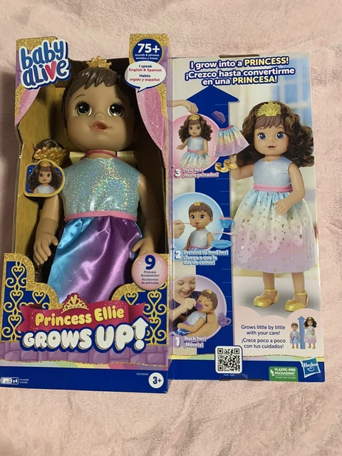 BABY ALIVE PRINCESS Ellie Grows Up Doll, Brown Hair talking doll. New £ ...