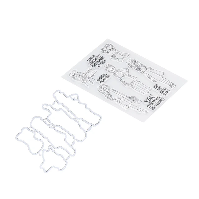 .CLEAR STAMP KIT Unique Shape Decorative Transparent Template Embossing ...