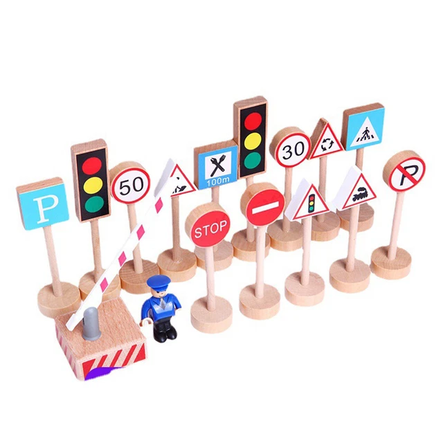 TRAFFIC SIGNS LIGHTS Playset Pretend Play Crosswalk Signal Toy Kid ...