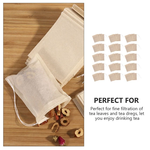 200 PCS REUSABLE Drawstring Paper Tea Filter Bags Infuser For Loose Tea ...