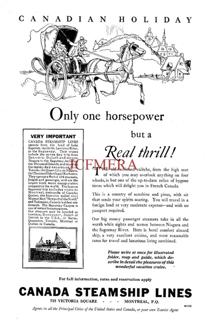 CANADA STEAMSHIPS SHIPPING Lines ADVERT Original Vintage 1930 Print Ad ...