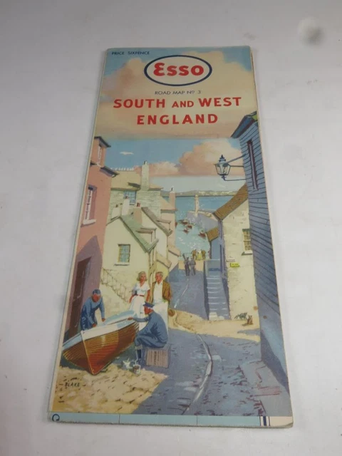 VINTAGE AUTOMOBILIA ESSO Road Map South and West England 1950s £5.99 ...