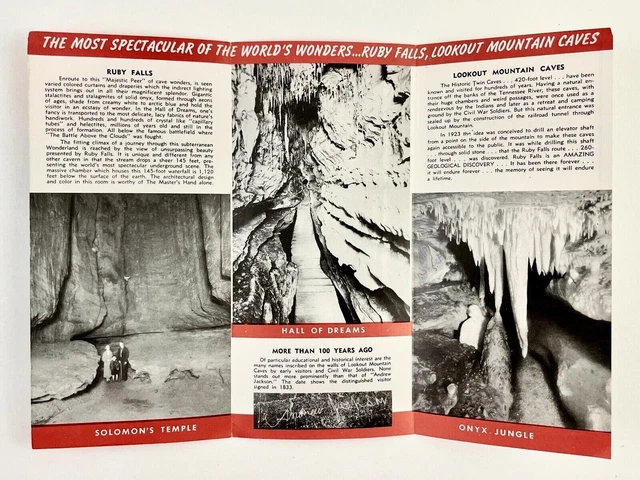 1950S RUBY FALLS Lookout Mountain Caves Chattanooga TN Vintage Travel ...