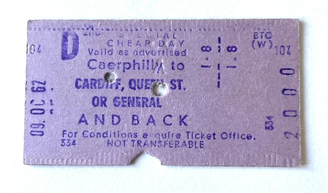 VINTAGE 1970S BRITISH Railways Station Train Ticket CARDIFF to ...