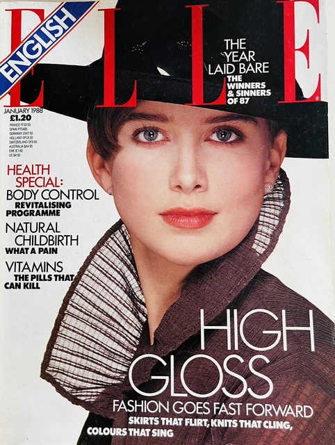 ELLE MAGAZINE BRITISH Edition January 1988 RARE UK Ava Taylor Vintage ...