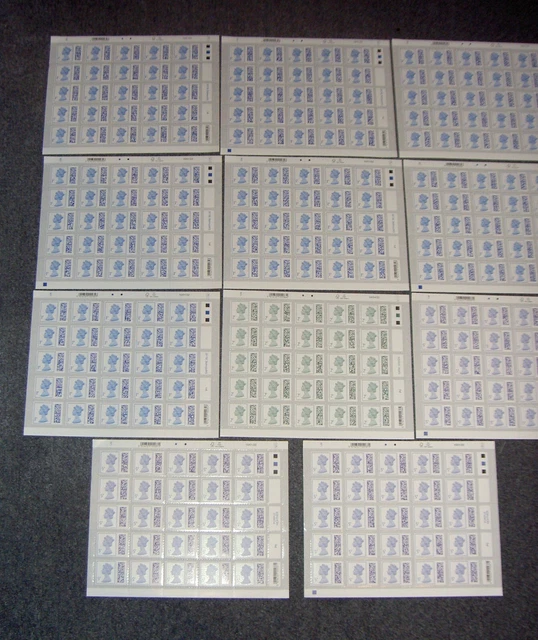 ROYAL MAIL GENUINE STAMPS 1p,2p,5p.11 x SHEETS,SELF ADHESIVE,NEW ...