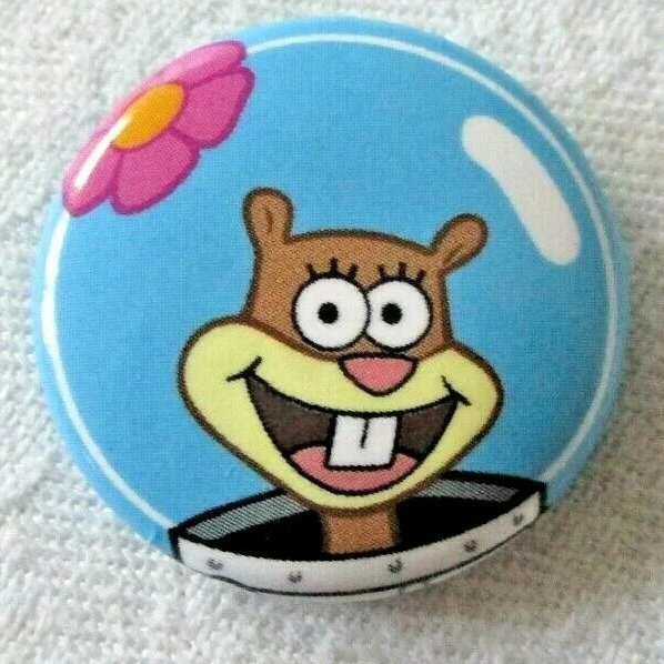 NOVELTY PIN BADGE ~ Spongebob Squarepants Sandy Cheeks £1.99 - PicClick UK
