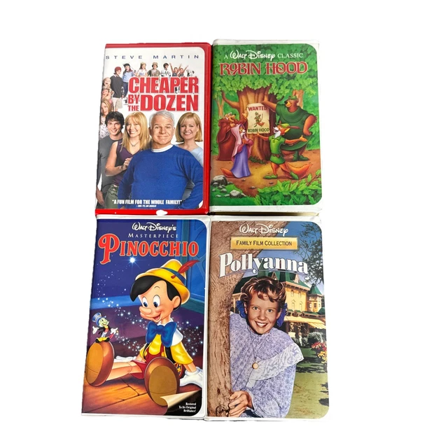WALT DISNEY VHS 4 Movies Bundle/ Robin Hood Pinocchio Pollyanna Cheaper ...