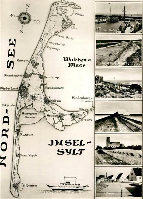 73164191 ISLAND_SYLT MAP towns of the island port cliff coast ...