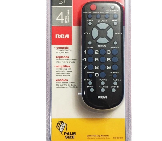 RCA REPLACEMENT UNIVERSAL Remote Control for TV VCR HDTV SAT/Cable ...